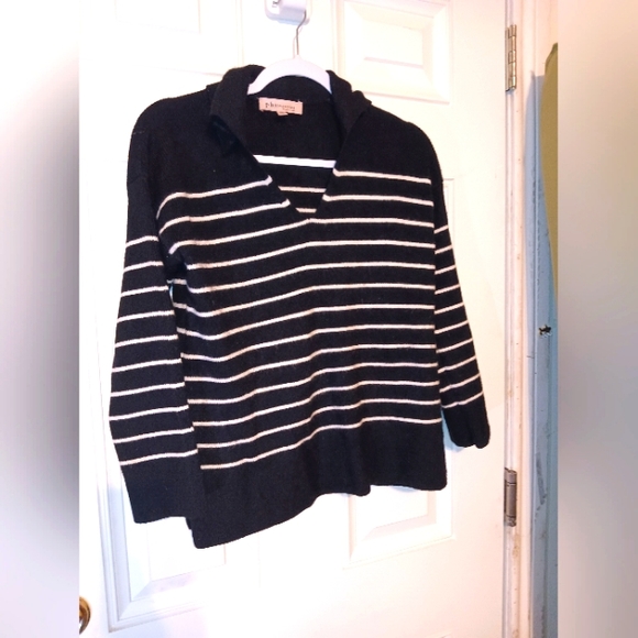 Philosophy | Sweaters | Philosophy Split Neck Collar Striped Sweater ...